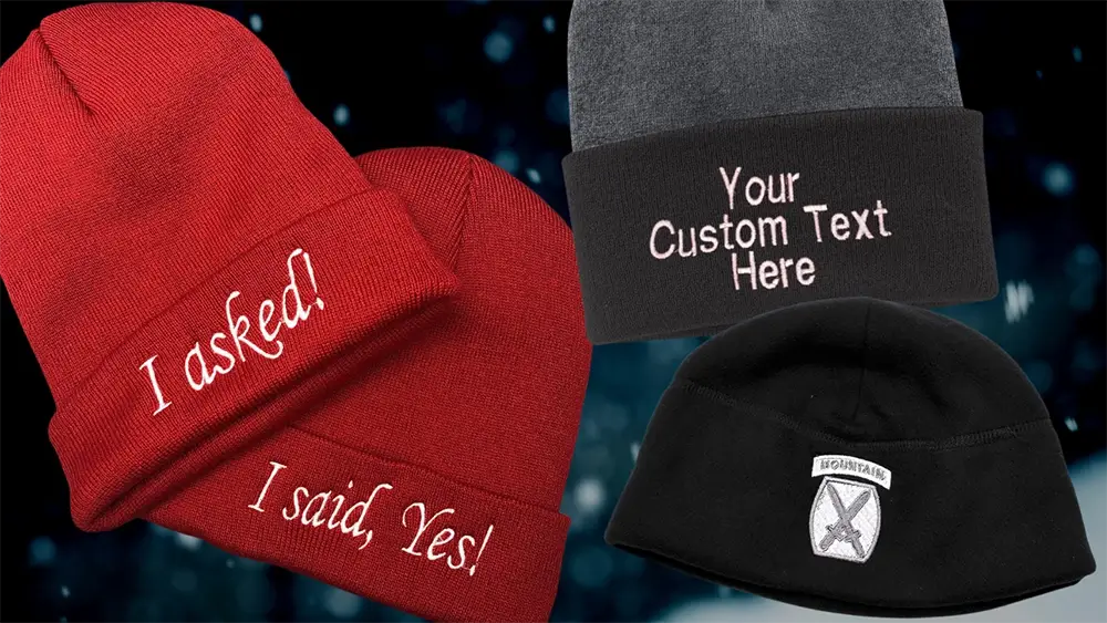 Personalized Beanies and Winter Hats Custom Embroidered Text and Images ...